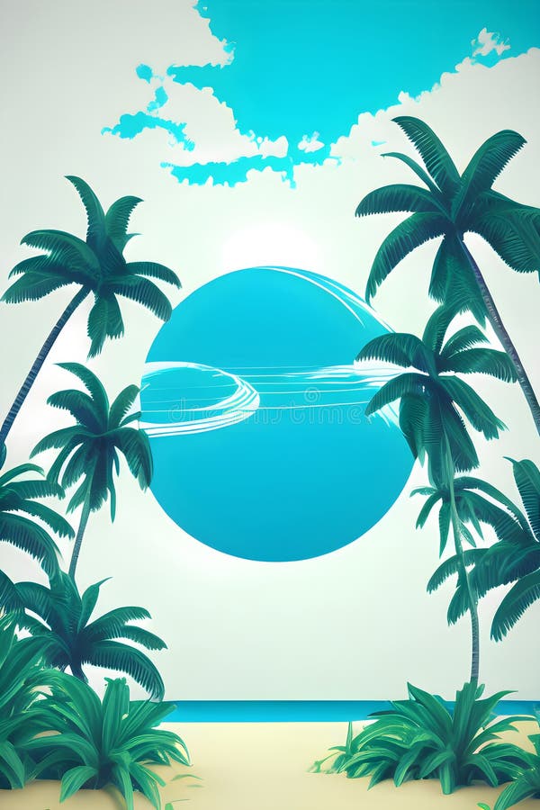 Tropical Retro Illustration with Empty Space for Writing. Generative AI ...