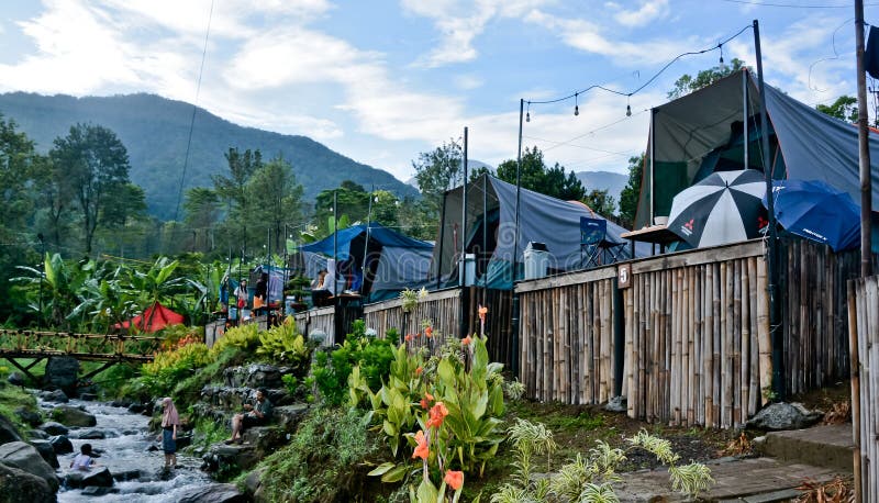 Tropical Riverside Camping View, Stock Image - Image of natural ...