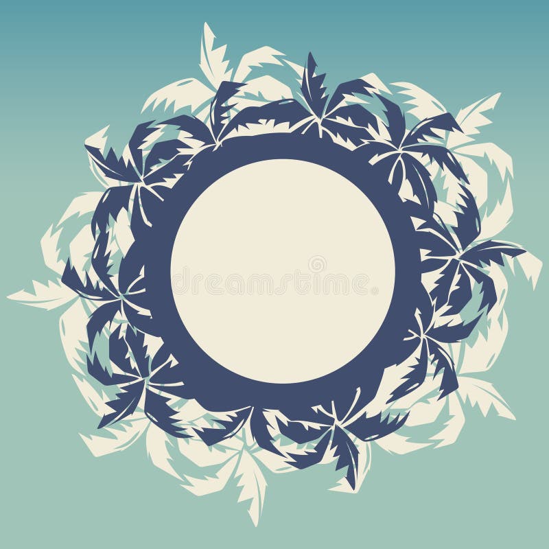 Tropical Round Frame with Palm Trees Stock Vector - Illustration of ...