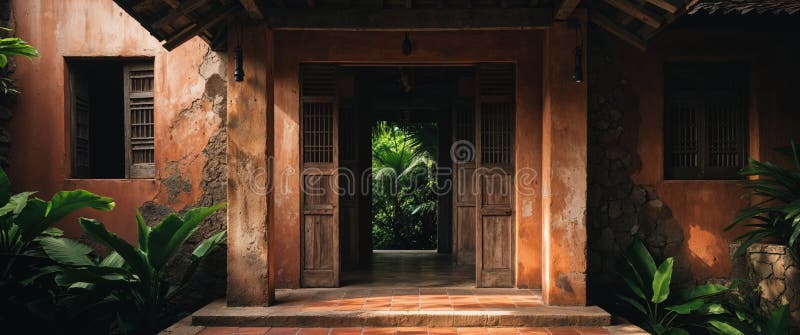 Tropical Rustic Building Exterior Design Stock Photo - Image of front ...