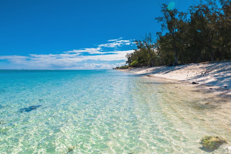 One Eye Beach in Mauritius. Underwater Waterfall and Waves in Ocean ...