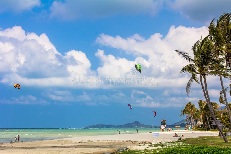 Tropical Sea Landscape with Kite Surfer Editorial Photo - Image of ...