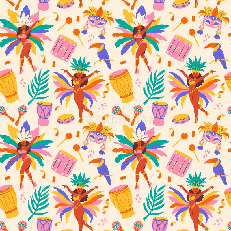 Tropical Seamless Pattern, Brazilian Carnival Stock Vector ...