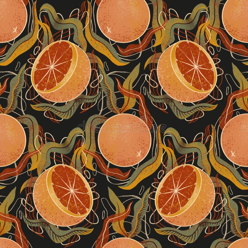 Tropical Seamless Pattern with Grapefruit. Fruit Repeated Background ...