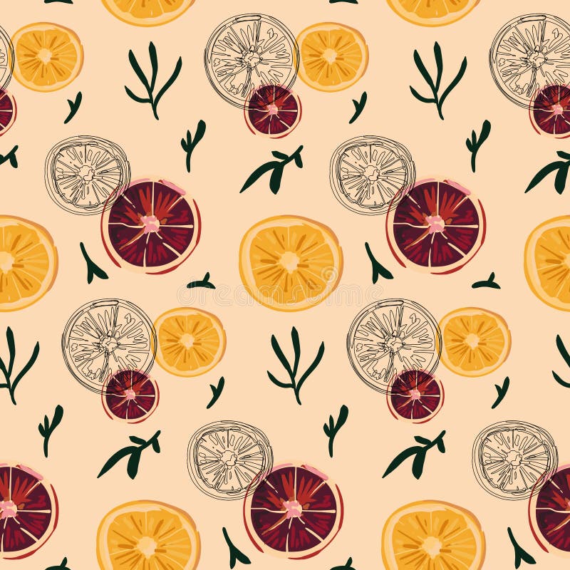Tropical Seamless Pattern with Oranges. Fruit Repeated Background ...