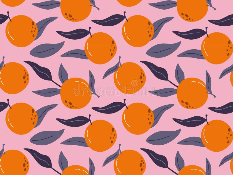 Tropical Seamless Pattern with Oranges. Fruit Summer Background. Vector Bright Modern Abstract ...