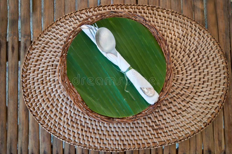 Tropical Set Siverware, Asian Street Cafe Stock Photo - Image of knife ...