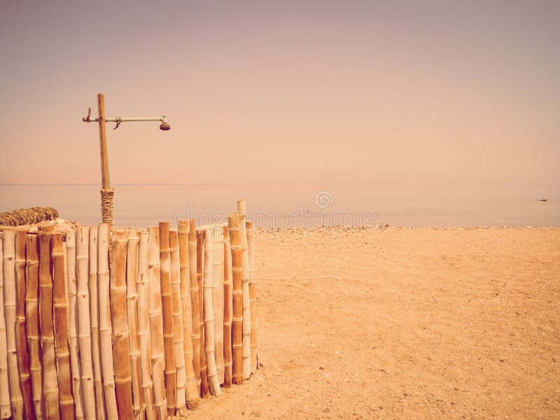Tropical Shower on Sand Beach Stock Photo - Image of reflection ...
