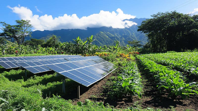 Tropical Solar Farm Powering Agriculture Stock Photo - Image of ...