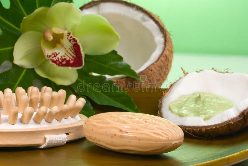 Tropical spa set stock photo. Image of herbal, shell, luxury - 4091800