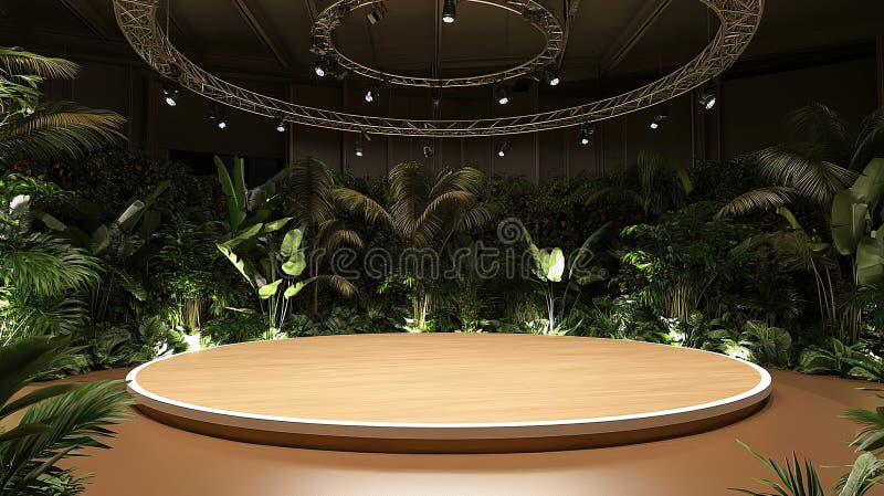 Tropical Stage, Indoor Event, Lush Backdrop, Circular Platform Stock ...