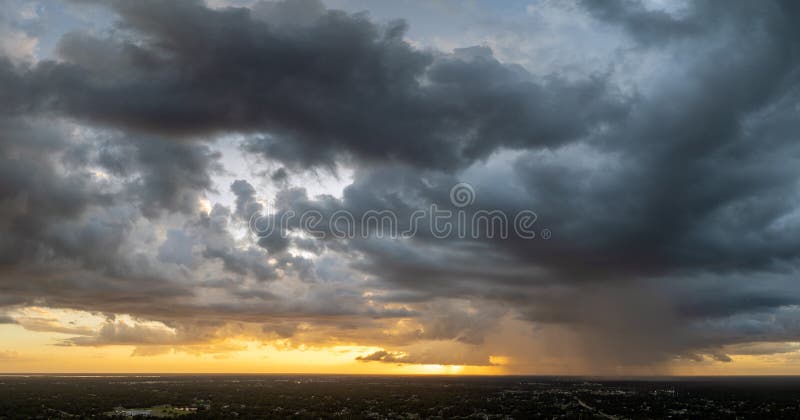 Tropical Storm in Florida at Sunset. Stormy Clouds Forming during Heavy ...
