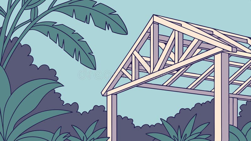 Tropical Structure with Palm Trees Vector Illustration, Vector Design ...