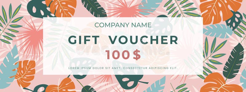 Tropical Style Gift Certificate Template. Cover for Advertising Stock ...