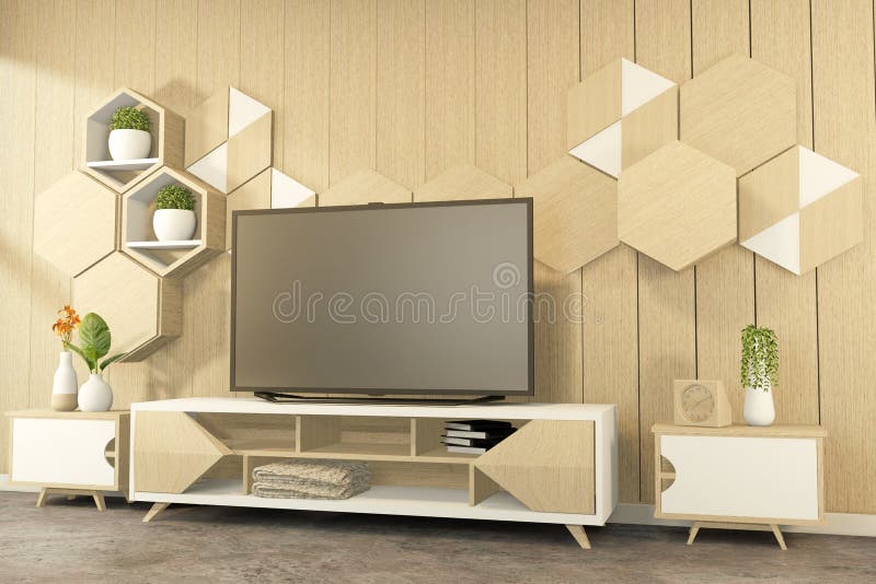 Tropical Style - Japanese Room Interior - Minimal Design. 3d Rendering ...