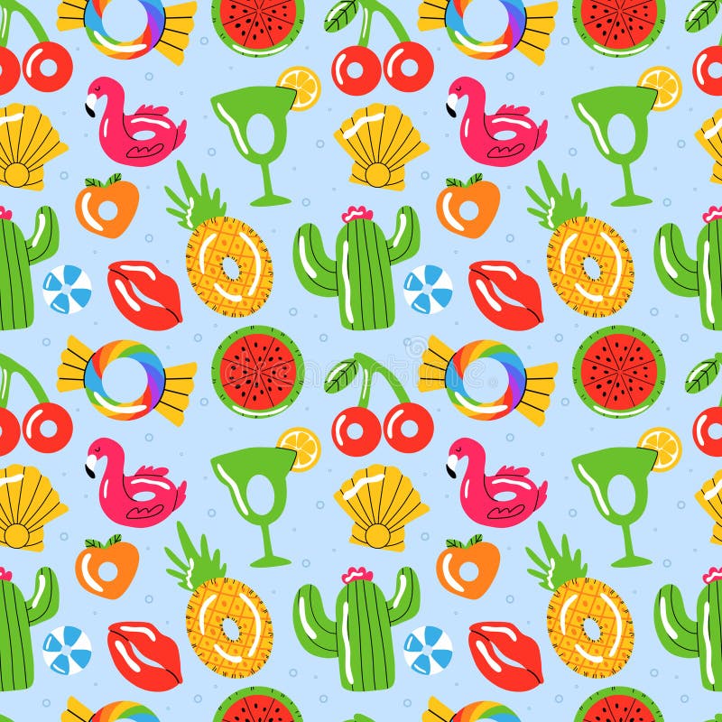 Tropical Summer Fun Pattern Vector Stock Vector - Illustration of ...
