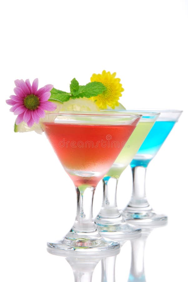 Tropical Summer Martini Cocktails Row Stock Image - Image of ...