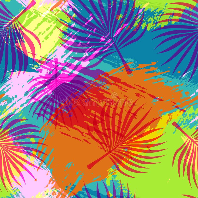 Tropical Summer Palm Tree Jungle Leaf Pattern Stock Vector ...