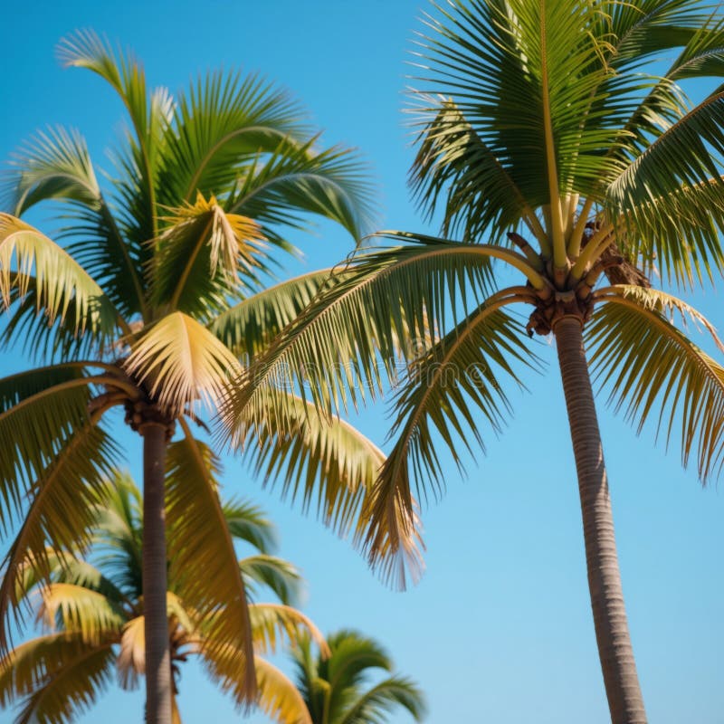 Tropical Summer Scene Featuring Palm Trees As Backdrop Stock ...