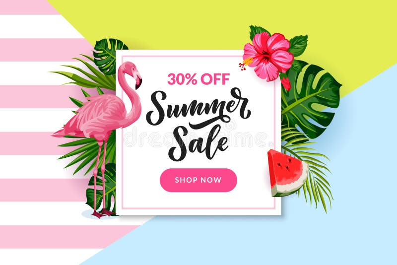 Tropical Summer Sunset. Vector Cartoon Island Landscape Illustration ... Tropical Summer Sunset. Vector Cartoon Island Landscape Illustration ...