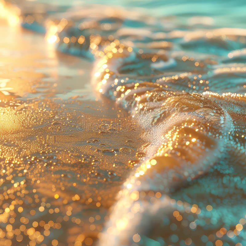 Tropical Sun Illuminates Sparkling Blue Ocean Waves Stock Illustration ...