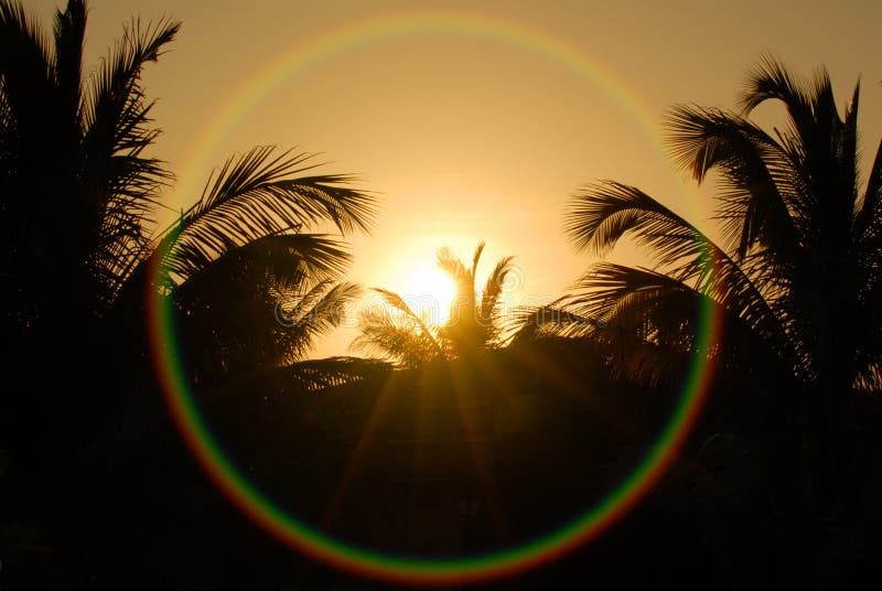 Tropical Sunrise with Flare Stock Photo - Image of calm, tranquility ...