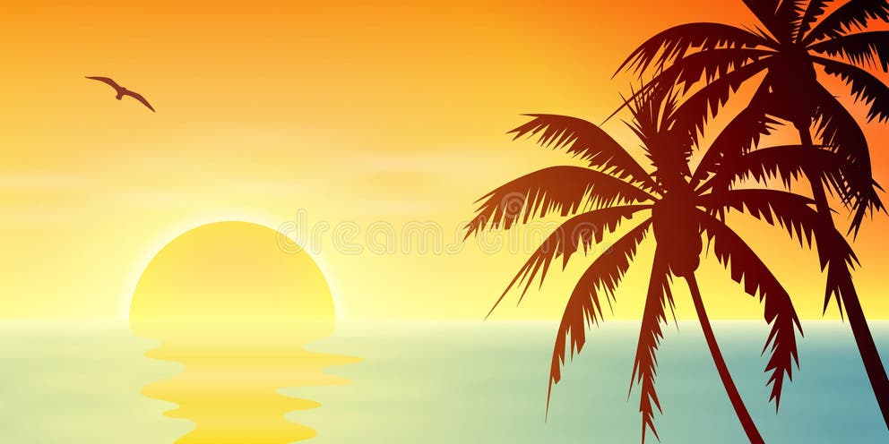 Tropical Sunset Seascape Stock Illustrations – 34,094 Tropical Sunset ...