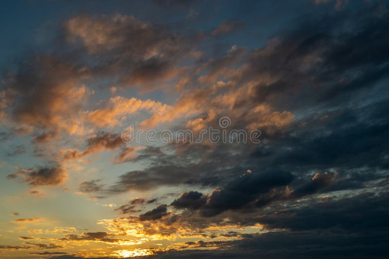 Tropical Sunset. Beautiful Sunset Sky with Clouds. Orange Sunset, Dark ...