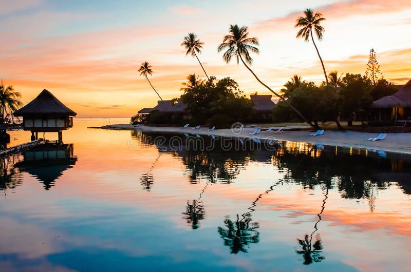 Tropical Sunset, French Polynesia Editorial Photo - Image of maldives ...