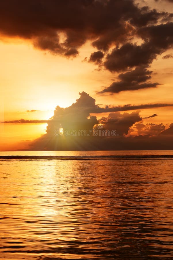 Tropical Sunset in the Middle of the Ocean Stock Photo - Image of ...