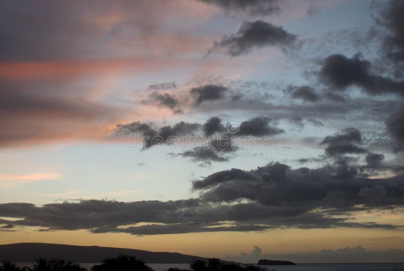 Tropical Sunset Over Beach in Maui Hawaii Stock Image - Image of makena ...