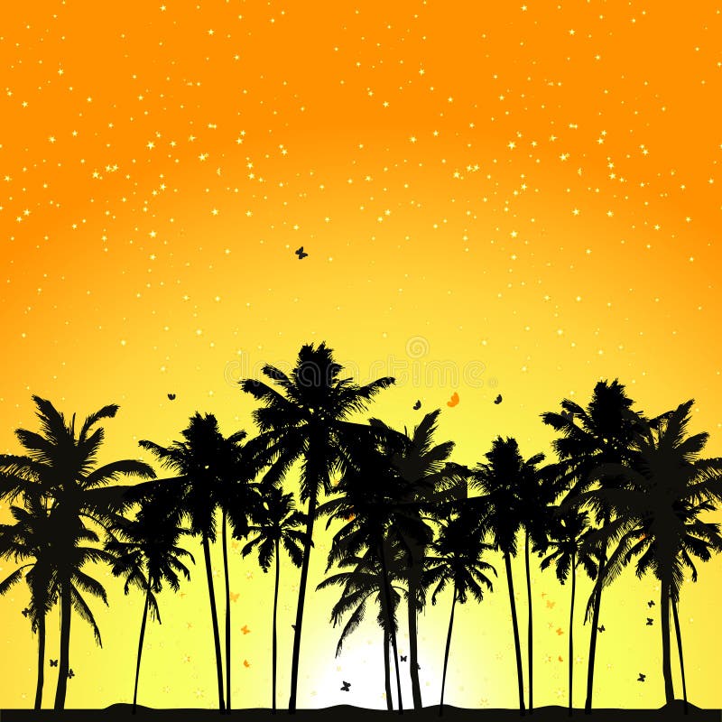 Sunset With Palm Trees Stock Vector Illustration Of Style 24919206