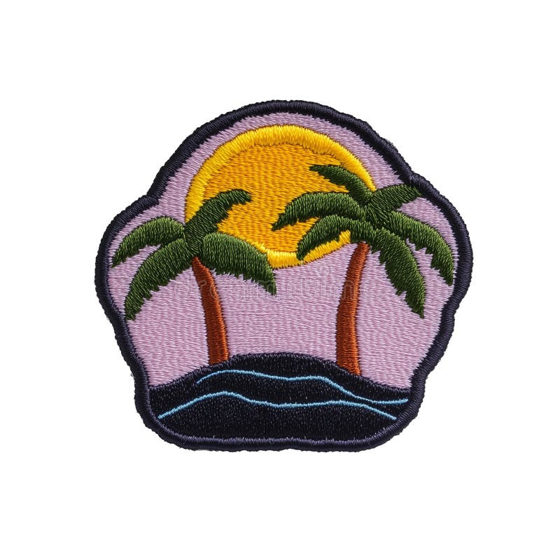 Tropical Sunset Patch Design Featuring Palm Trees and Sun on ...