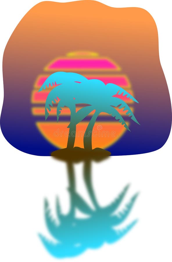 Tropical Sunset Synthwave Style Icon Stock Vector - Illustration of ...