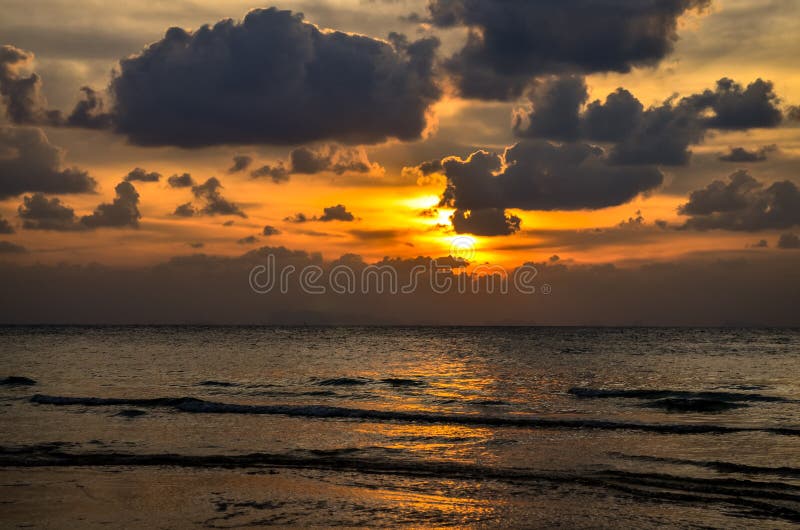 Tropical Sunset on Thai Island Stock Photo - Image of seascape ...
