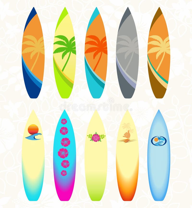 Tropical Surfboard Collage stock illustration. Illustration of colors ...