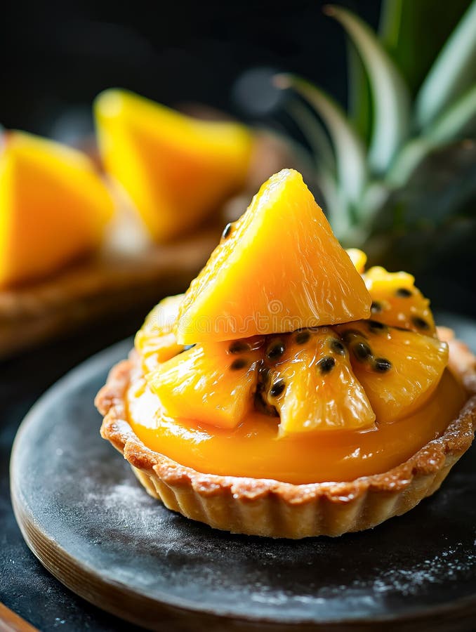 Tropical Tartlet with Passion Fruit Cream and Pineapple Stock ...
