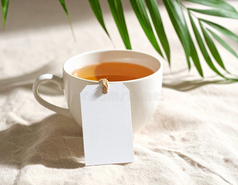 Tropical Tea Cup and Label Mockup Stock Illustration - Illustration of ...