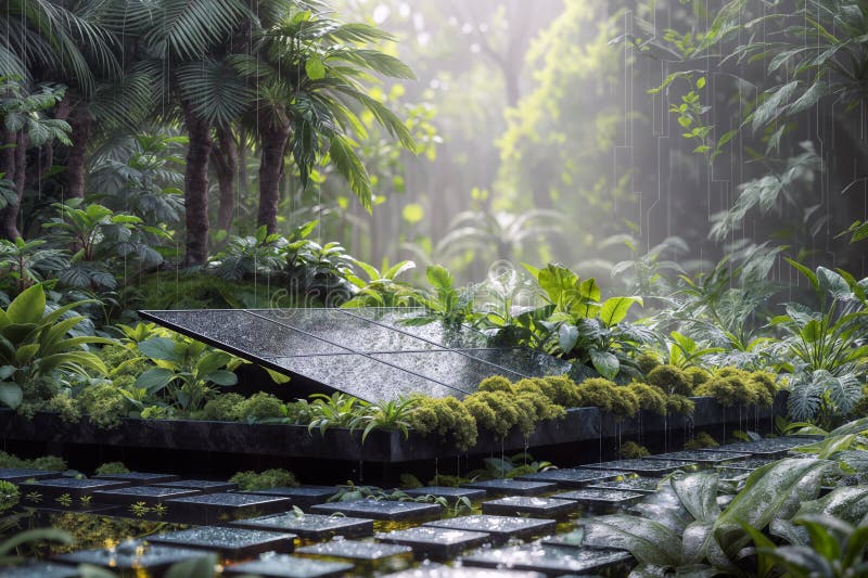Tropical Tech Oasis: Nature Meets Solar, Generative Ai Stock ...