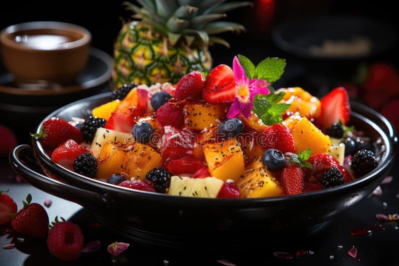 Tropical Temptation, Fruit Salad Close-up, Generative Ai Stock Image ...