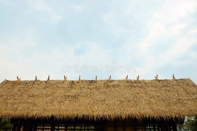 Tropical Thatched Roof Pavilion Sunset, Maldives Stock Image - Image of ...