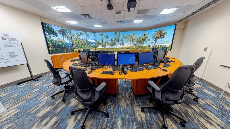 Tropical-themed Control Room Workstations, Monitoring Stock Photo ...