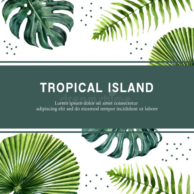 Tropical-themed Frame Design with Monstera Leaves Concept. White ...