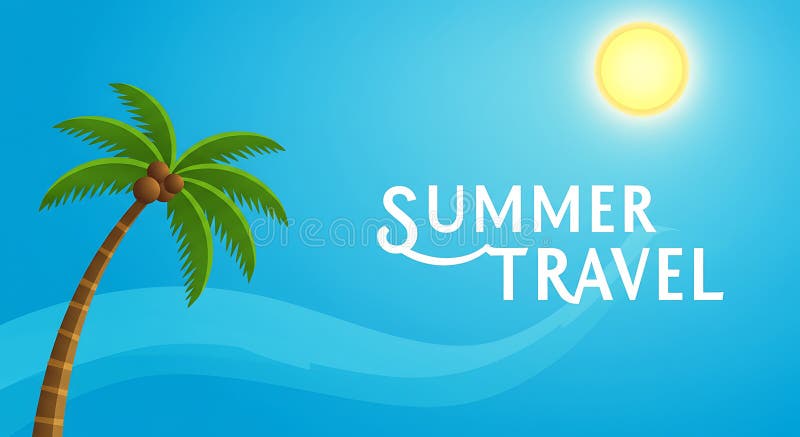 A Tropical-themed Illustration Featuring a Stylized Coconut Palm Tree ...