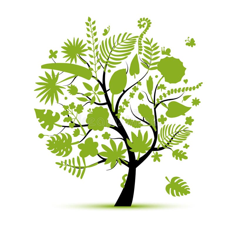 Tropical Tree Concept, Sketch for Your Design Stock Vector ...