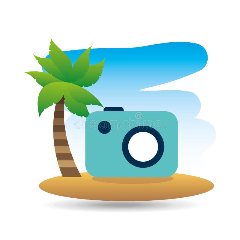 Tropical Vacation Beach Picture Camera Stock Vector - Illustration of ...