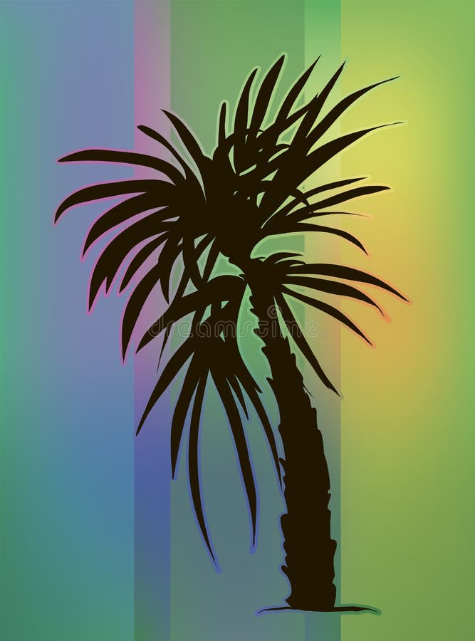 Tropical Vector Illustration. Palm Tree at Beautiful Gradient ...