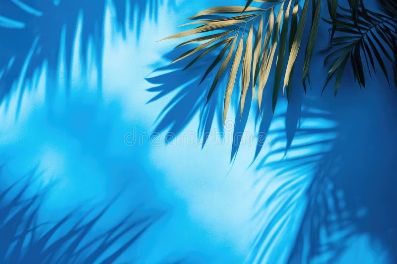 Tropical Vibes: Palm Shadows on Blue. Stock Illustration - Illustration ...