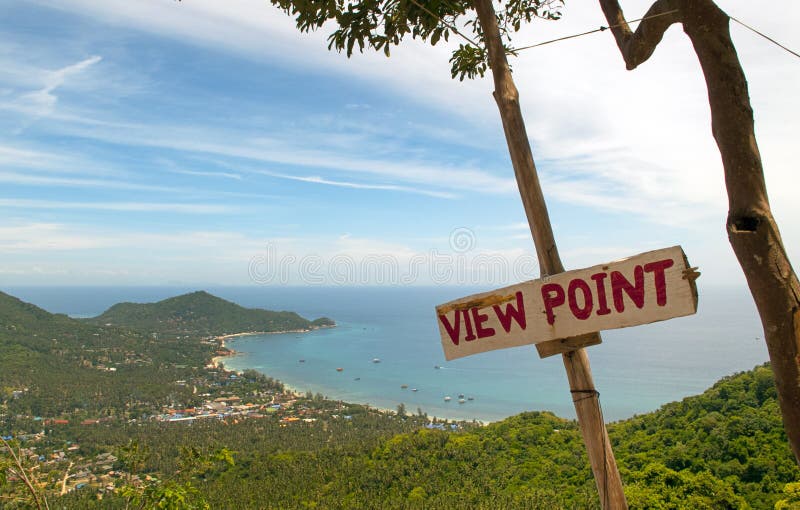 Tropical View Point with Sign Stock Photo - Image of clouds, sandy ...
