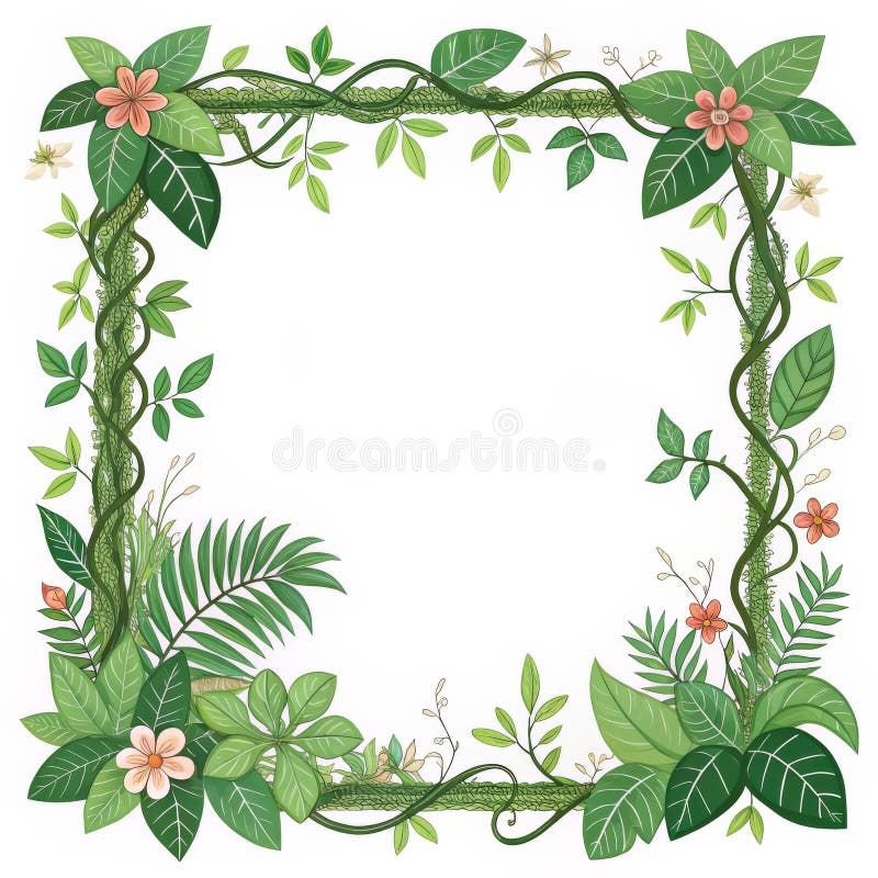 Tropical Vine Square Frame Illustration, Floral Design, Nature ...